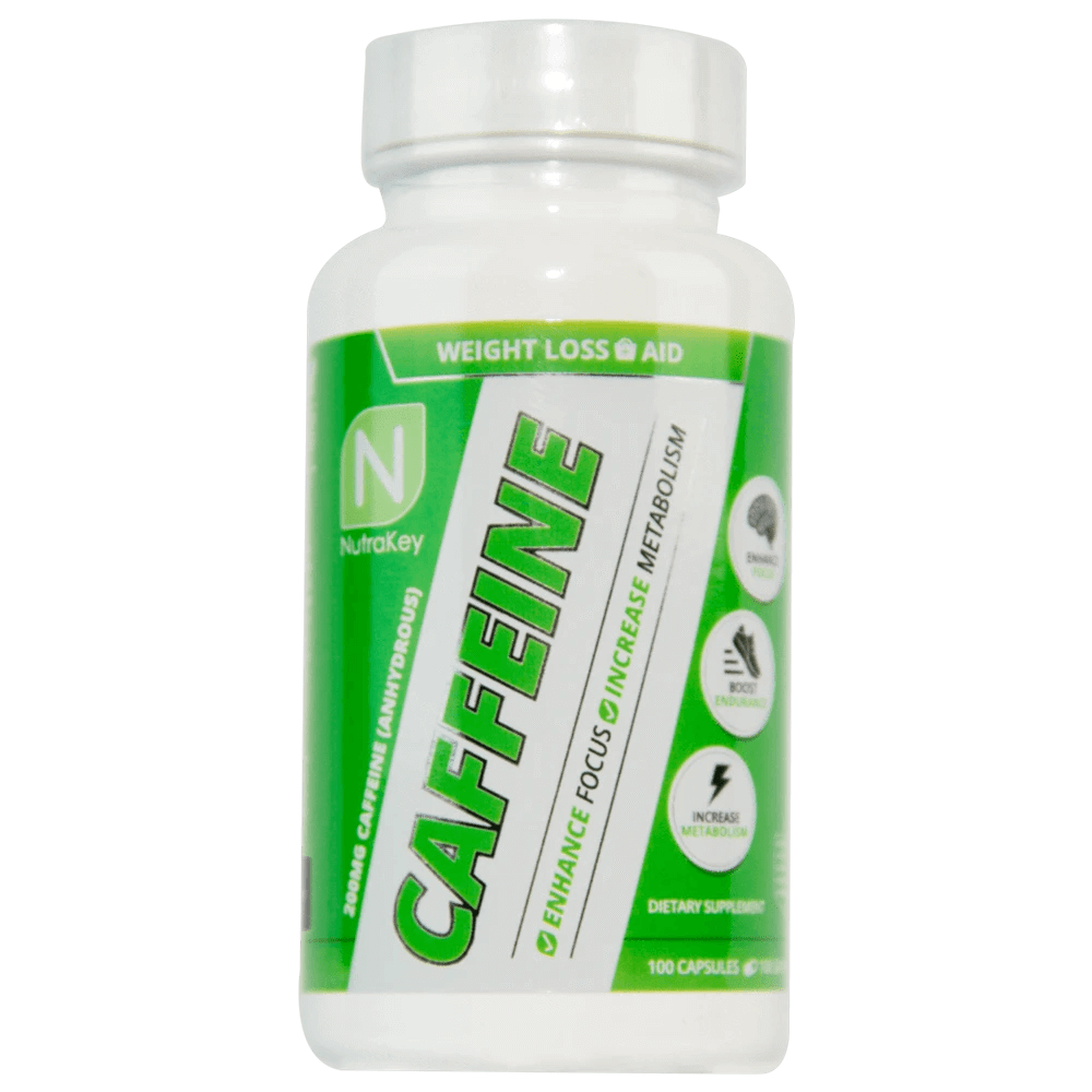 NutraKey Caffeine 200mg Pure Caffeine Anhydrous HPLC Certified 100 Caps ...
